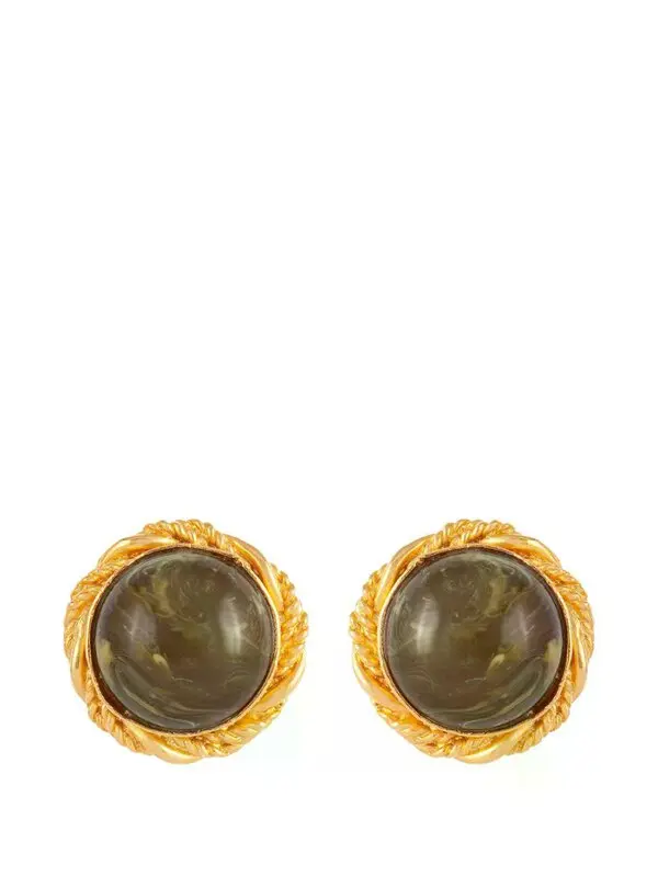 SUSAN CAPLAN 1980s Stone-embellished Clip-on Earrings - Gold