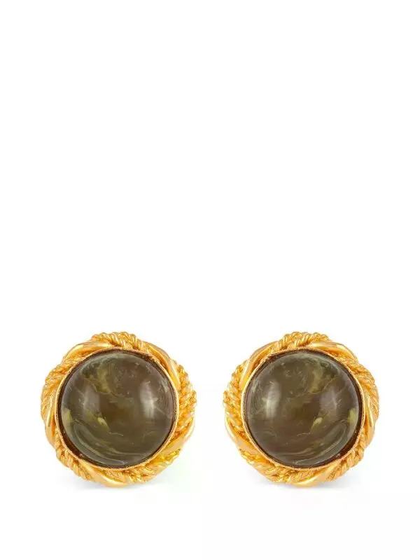 SUSAN CAPLAN 1980s Stone-embellished Clip-on Earrings - Gold