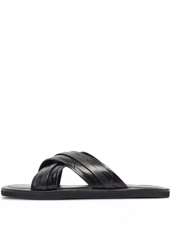 MALONE SOULIERS Gabriel Cross-strap Leather Sandals - Black