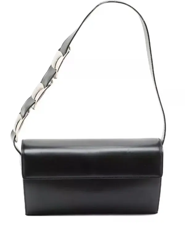 FERRAGAMO Leather Buckle Shoulder Bag - Black
