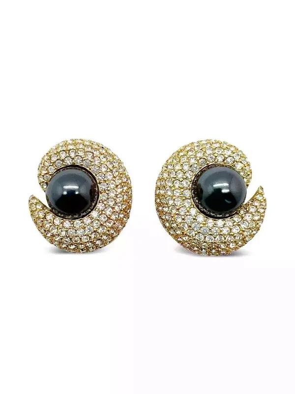 JENNIFER GIBSON JEWELLERY 1980s Ciner Pearl Clip-on Earrings - Gold