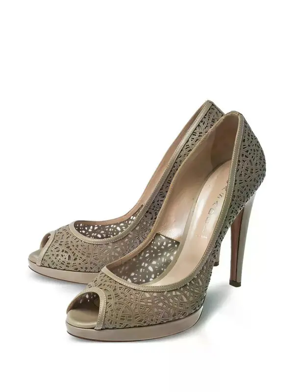 Casadei Vintage Perforated Peeptoe Platform Pumps