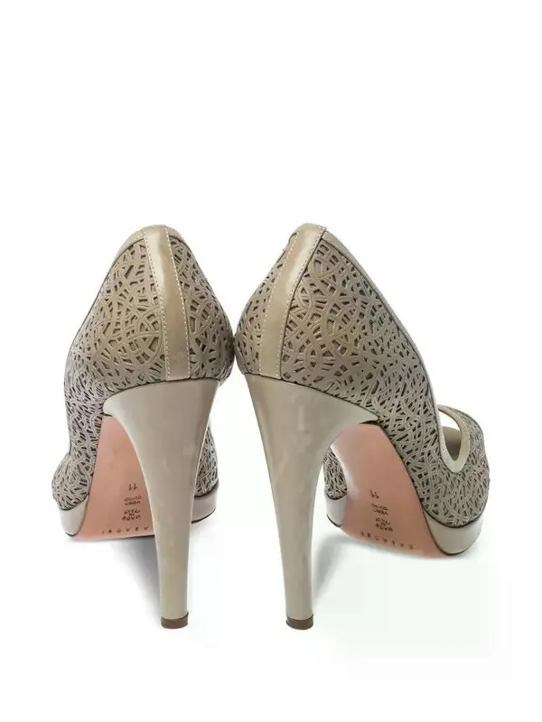 Casadei Vintage Perforated Peeptoe Platform Pumps
