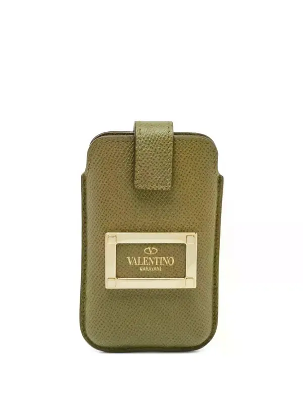 Valentino Garavani Leather Logo-stamp Phone Case - Green