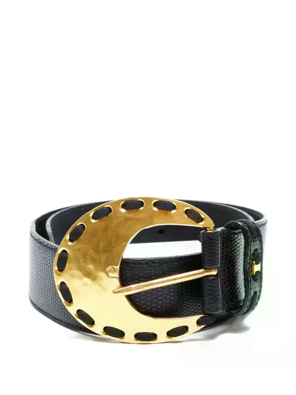 FERRAGAMO 1990s Textured Buckle Belt - Black