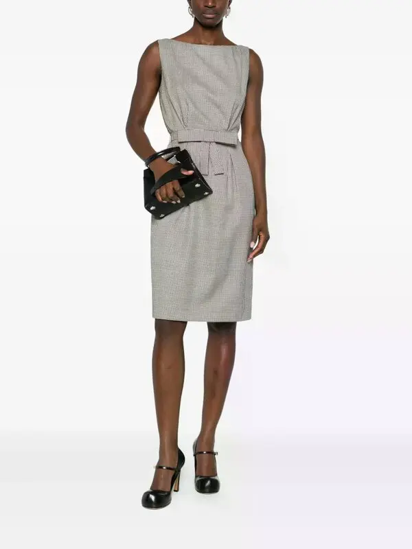 Dior 2000s Belted Pied-de-poul Mini Dress - Black