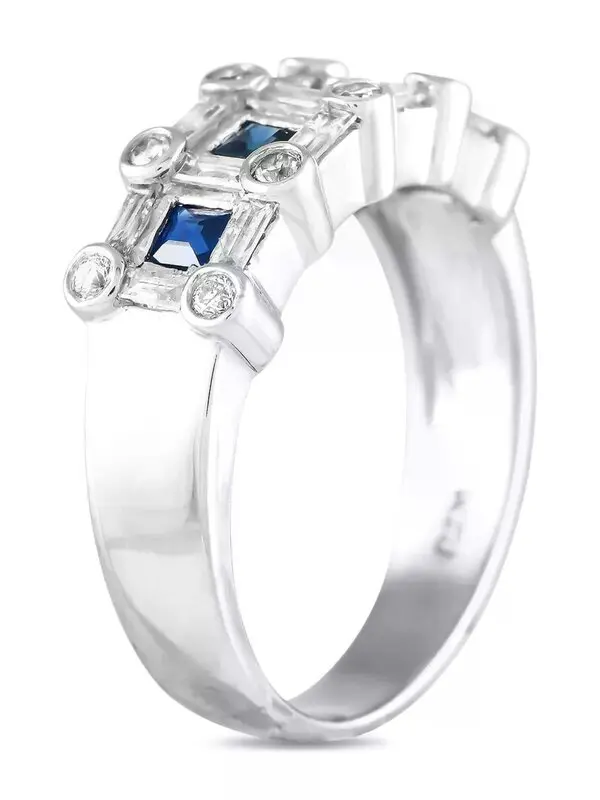 LB EXCLUSIVE 14k White Gold Diamond And Sapphire Ring