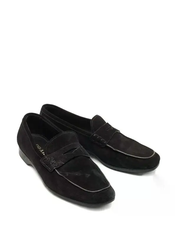 Prada Suede Penny-strap Loafers - Black