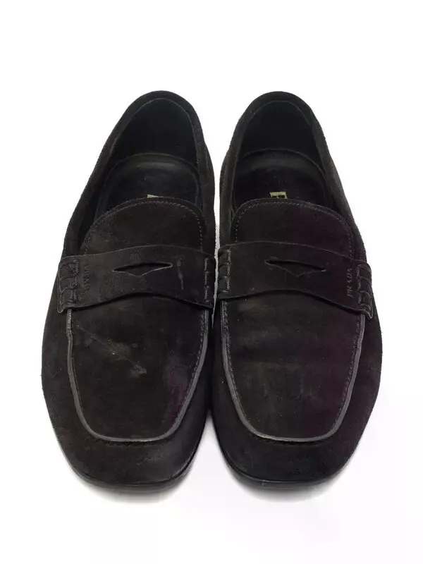 Prada Suede Penny-strap Loafers - Black
