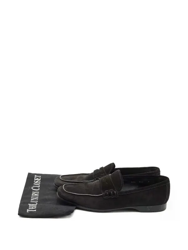 Prada Suede Penny-strap Loafers - Black