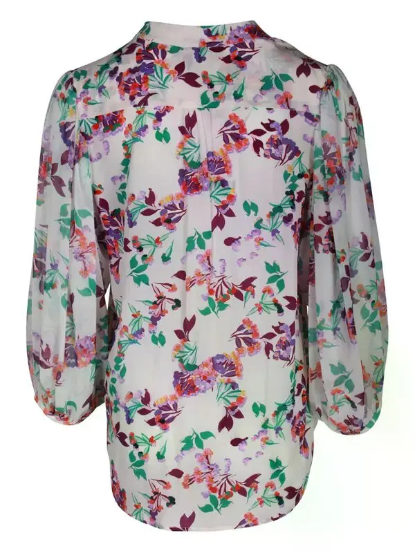 Saloni Floral-print Puff-sleeve Blouse
