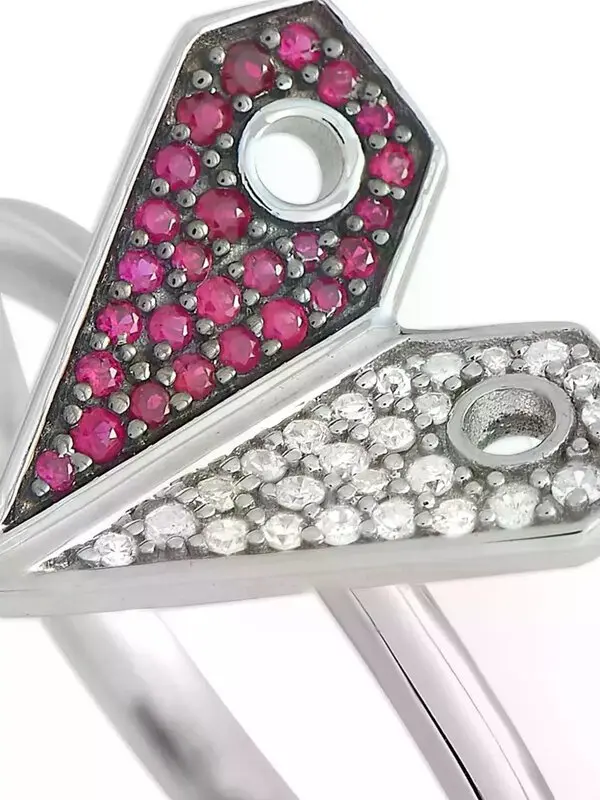 LB EXCLUSIVE 14k White Gold Diamond And Ruby Heart Ring
