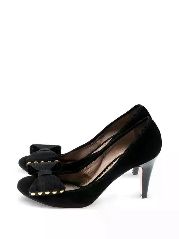 Chloé 85mm Bow-embellished Suede Pumps