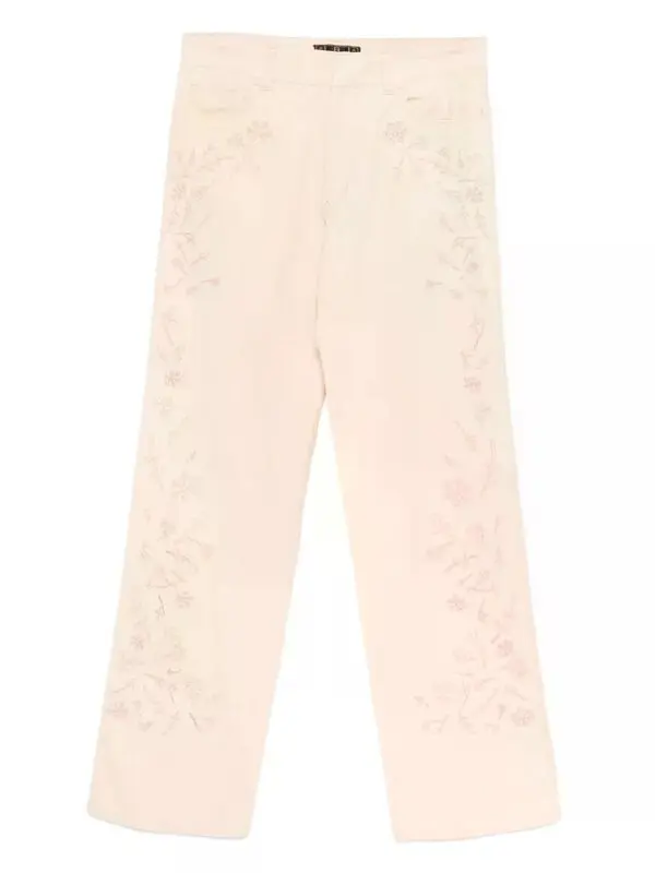 Fendi 1990s Floral-embroidered Trousers