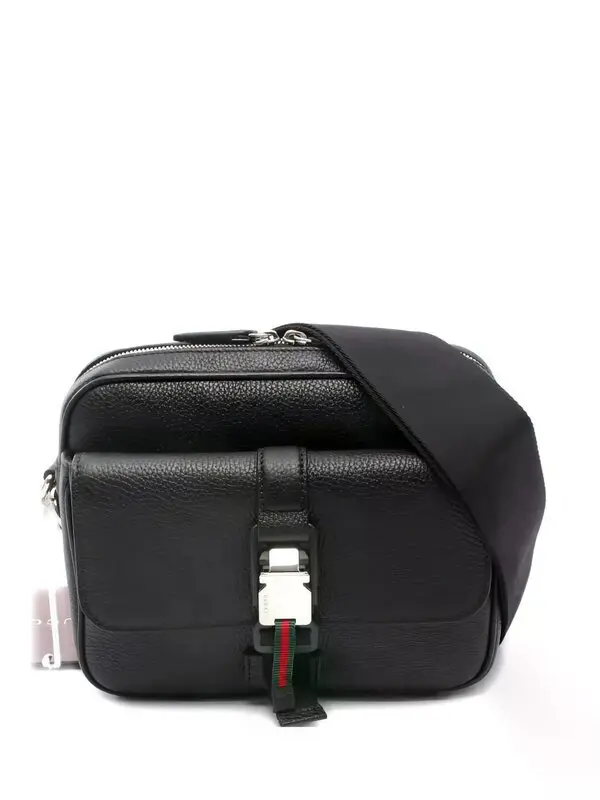 Gucci Web Leather Shoulder Bag - Black
