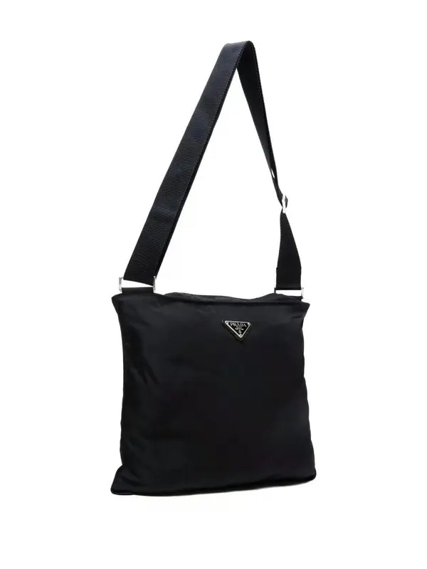 Prada 1990-2000 Logo-Triangle Shoulder Bag In Black - 40% Off