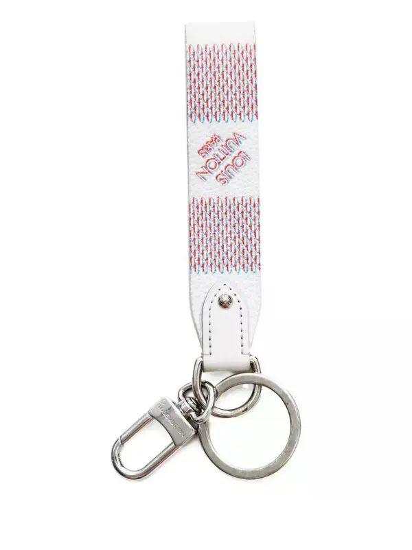 LOUIS VUITTON 2022 Damier-pattern Key Holder - White