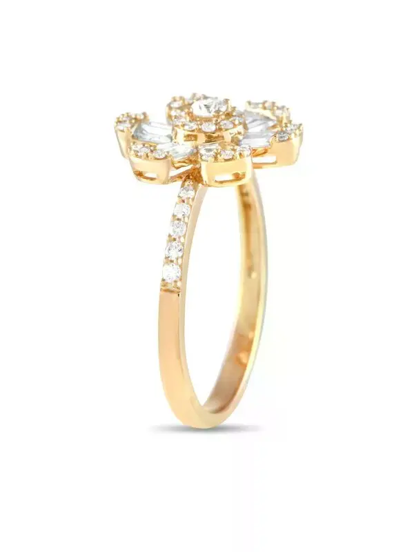 LB EXCLUSIVE 14k Yellow Diamond Flower Ring - Gold