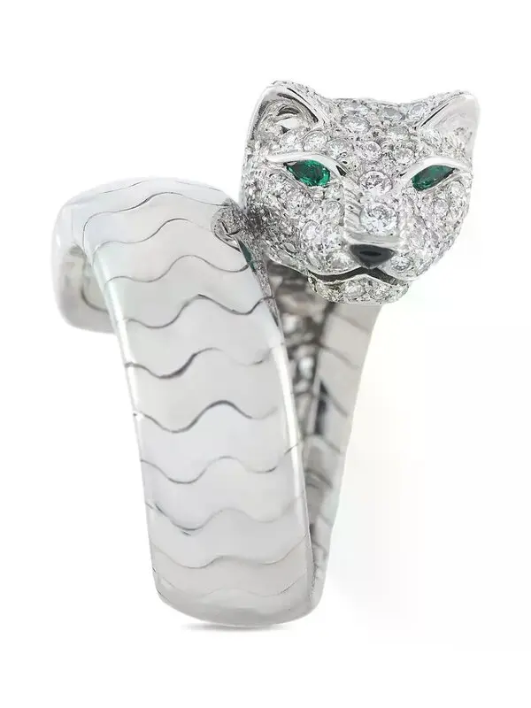 CARTIER 18k White Gold Panthère De Diamond Ring - Silver