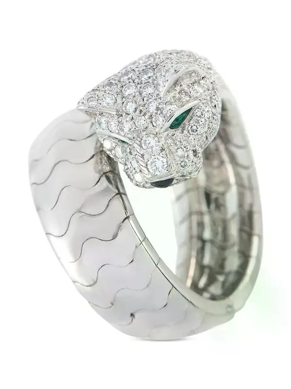 CARTIER 18k White Gold Panthère De Diamond Ring