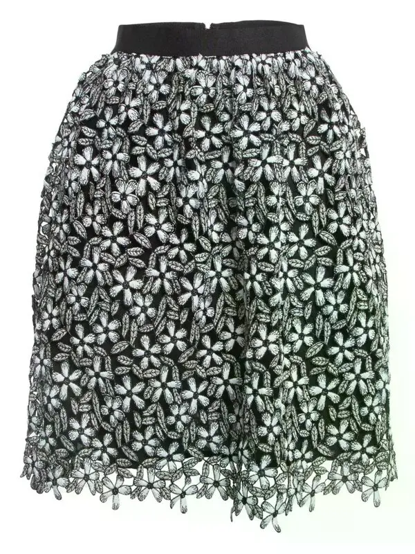 SELF-PORTRAIT Floral-embroidered Skirt