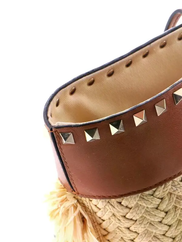 Valentino Garavani Rockstud Raffia Large Tote Bag