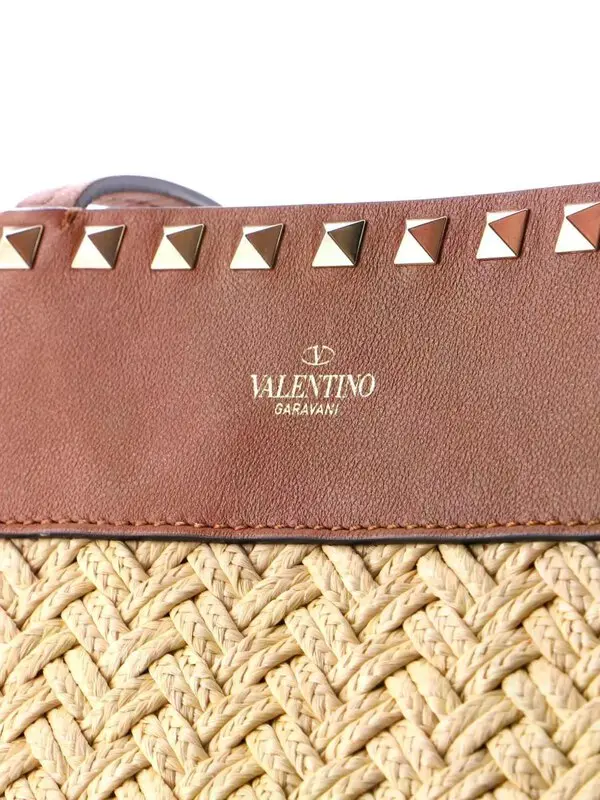 Valentino Garavani Rockstud Raffia Large Tote Bag