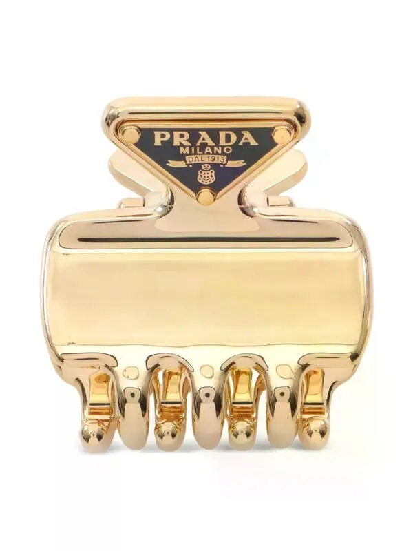 Prada 2020s Triangle-logo Hair Clip - Gold