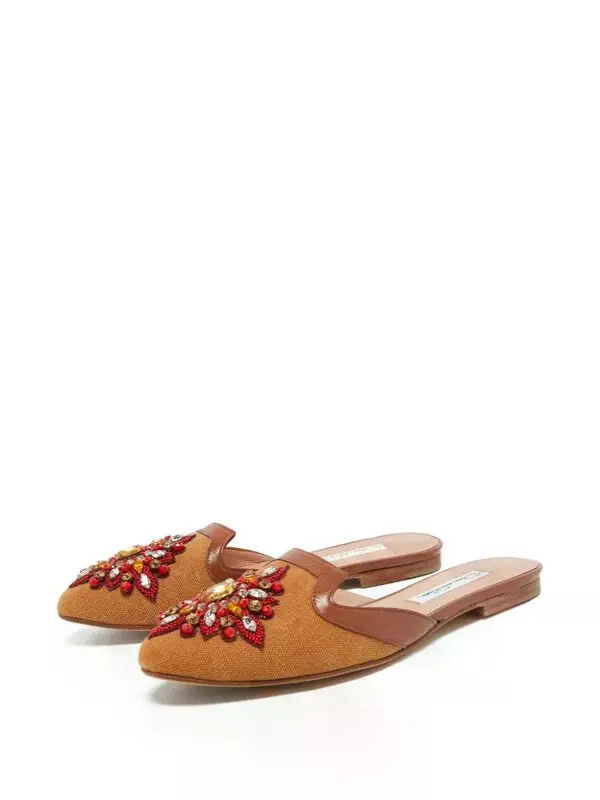 Oscar De La Renta Crystal-embellished Mules - Brown