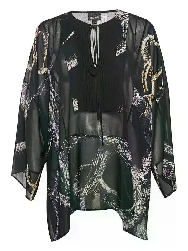 Just Cavalli Snake-print Pleated Blouse