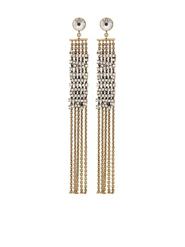 Dior J'adior Chained Crystal Long Earrings - Gold