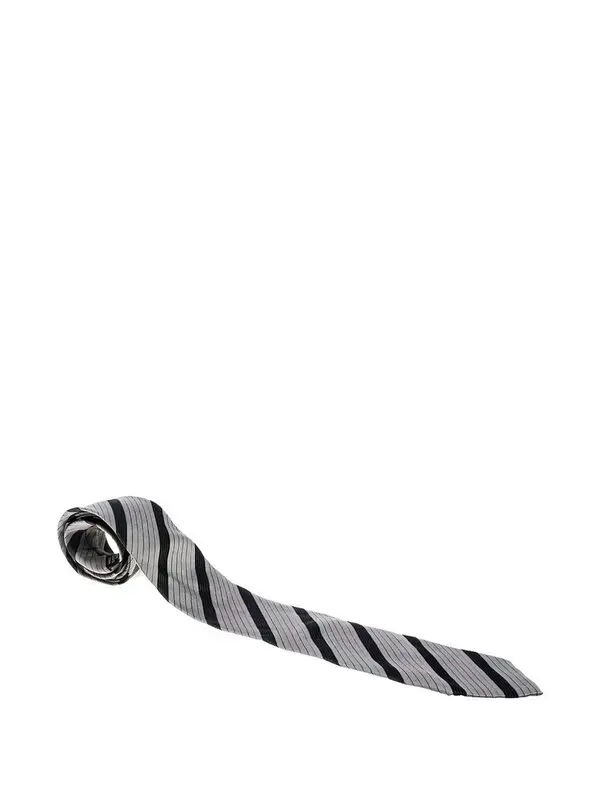 Giorgio Armani Diagonal Stripes Silk Tie - Grey