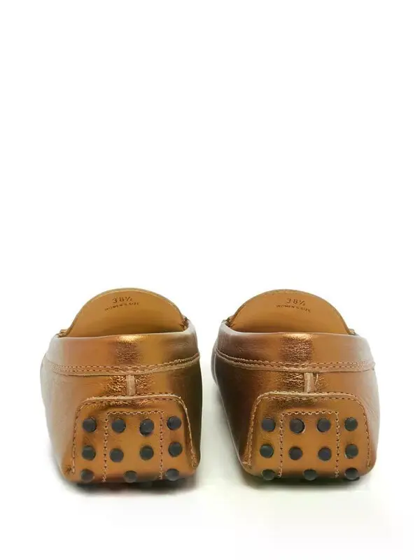 TOD'S Metallic Leather Loafers - Gold