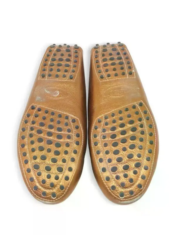 TOD'S Metallic Leather Loafers - Gold