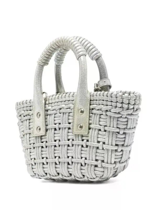 Balenciaga Bistro Woven Basket Tote Bag - Silver