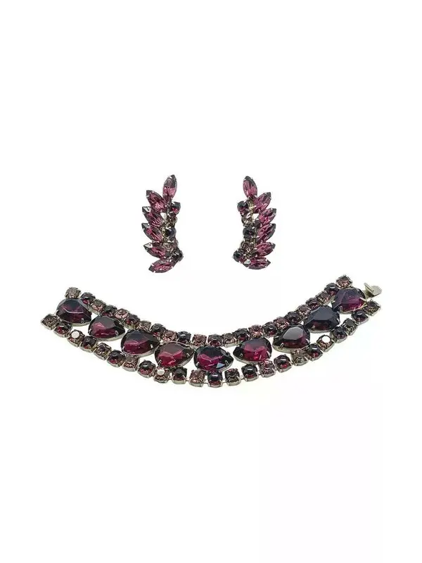 JENNIFER GIBSON JEWELLERY 1950s Juliana Amethyst-embellished Bracelet And Earrings - Silver