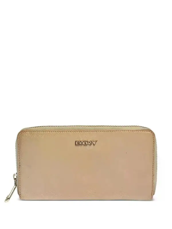 Dkny Pre-owned Metallic Leather Zip Wallet - Neutrals