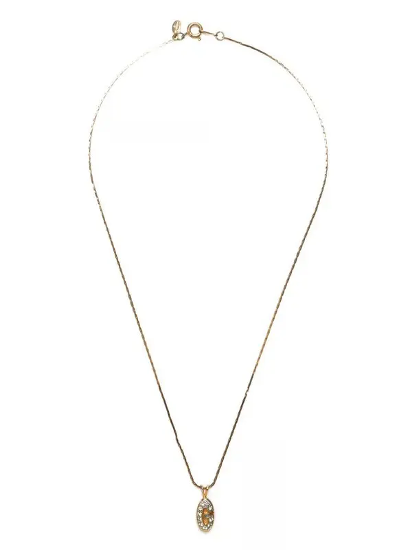 Givenchy Rhinestone-embellished G Logo Pendant Necklace - Gold