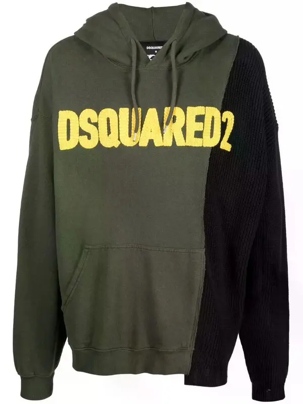 Dsquared2 Logo-patched Patchwork Drawstring Hoodie