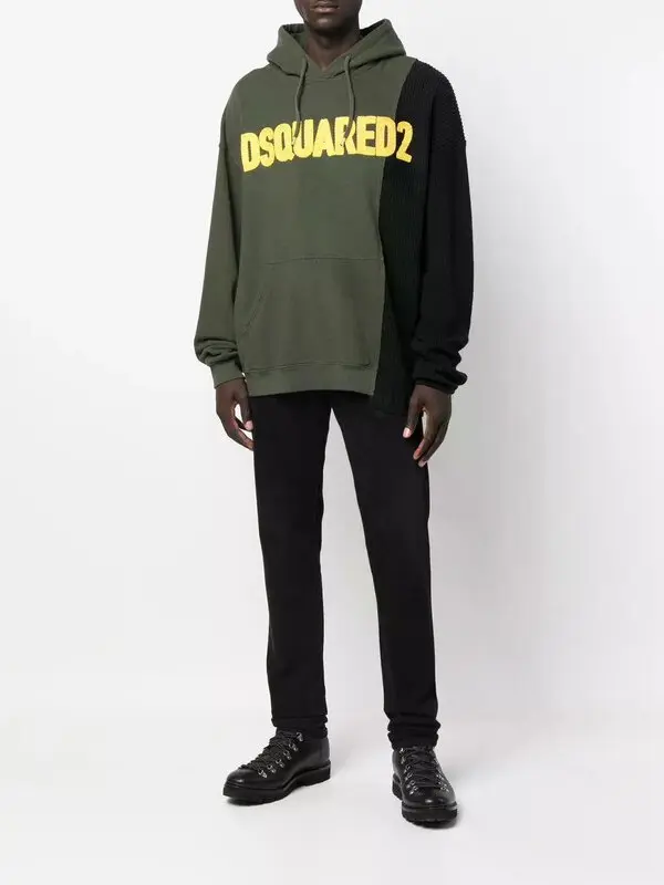 Dsquared2 Logo-patched Patchwork Drawstring Hoodie