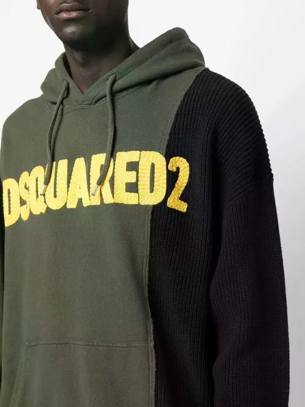 Dsquared2 Logo-patched Patchwork Drawstring Hoodie