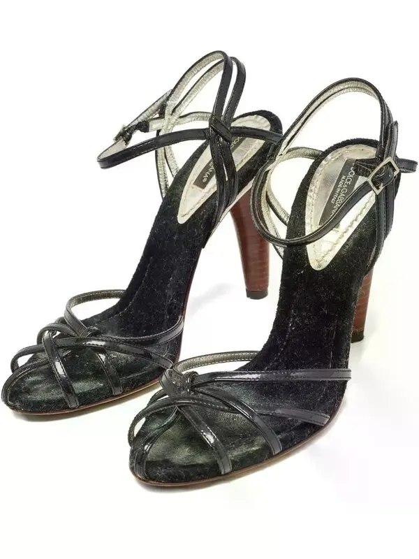 Dolce & Gabbana 100mm Patent-leather Sandals - Black