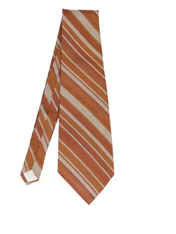 Vintage Striped Silk Neck Tie - Orange