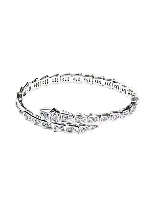 BVLGARI 18k White Gold Serpenti Viper Diamond Bracelet - Silver