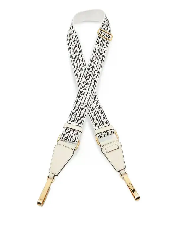 Fendi Zucchino Leather Shoulder Strap - White