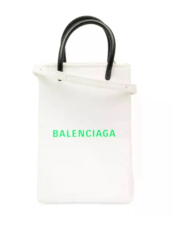 Balenciaga Mini Shopping Phone Holder Satchel - White