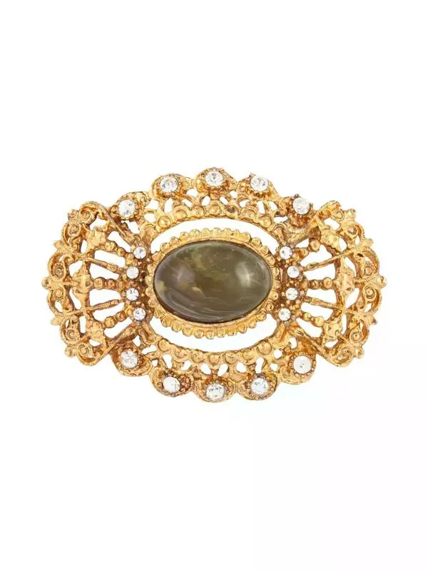 SUSAN CAPLAN 1980s Victorian Revival Brooch - Gold