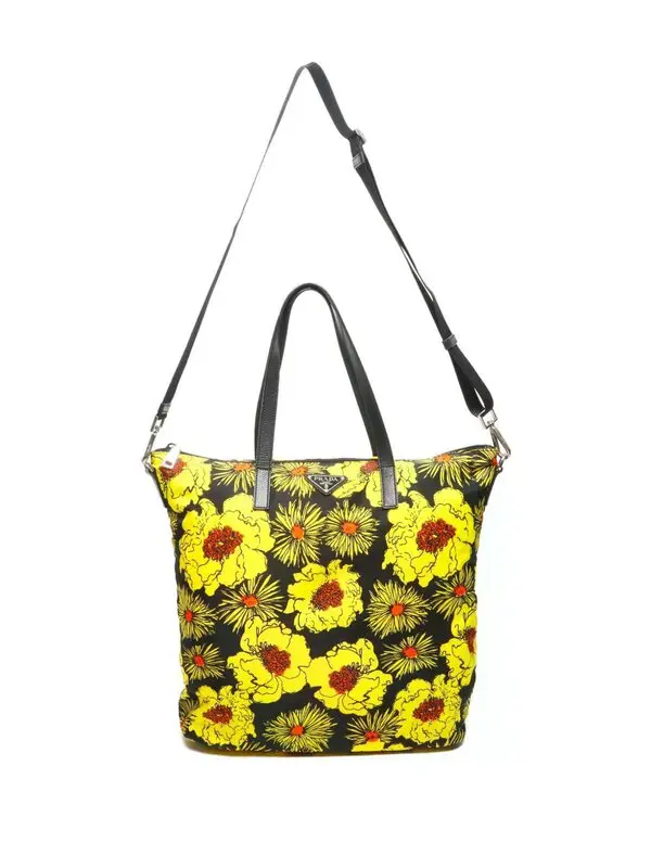 Prada 2000s Flower Nylon Shoulder Bag