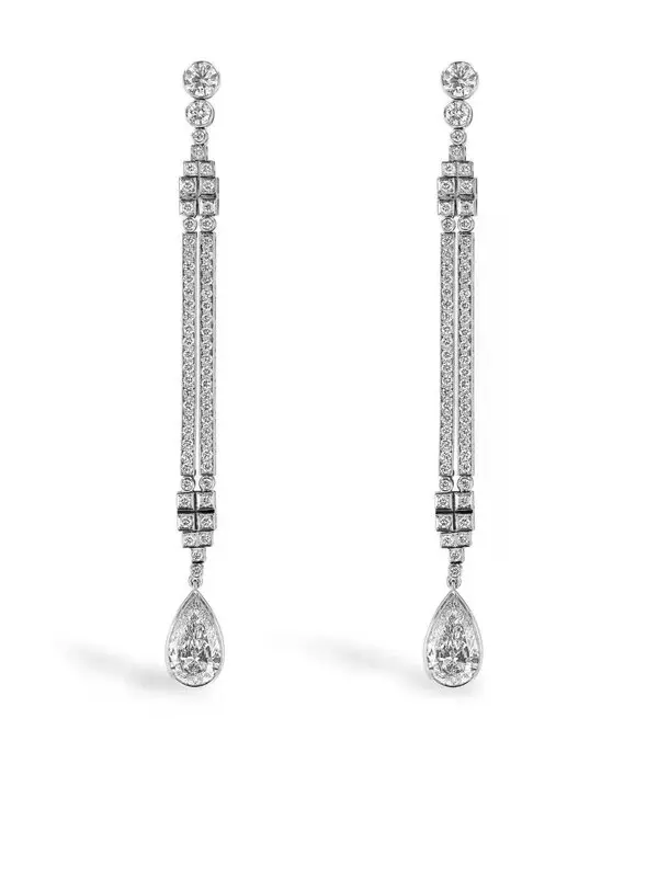 PRAGNELL 1911-1940 Platinum Diamond Drop Earrings - Silver