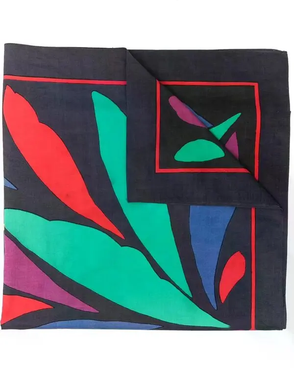 Saint Laurent 1990s Geometric Print Scarf - Black